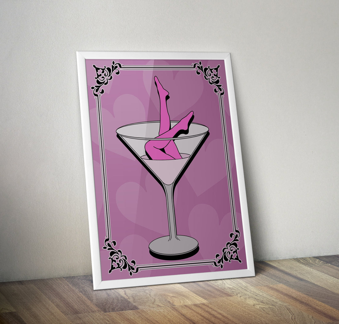 Martini glass burlesque graphic poster print – Buba Goods