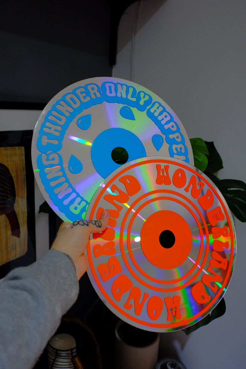 Wonderland psychedelic upcycled vintage 12" laser disc home decor ...